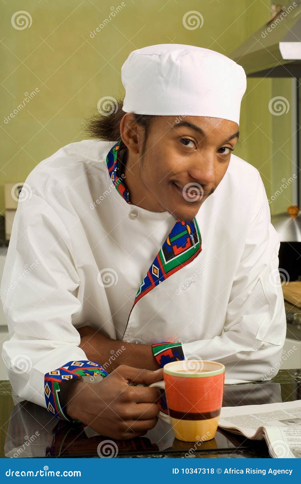 African American Chef Drinking Coffee Stock Photo - Image of american ...