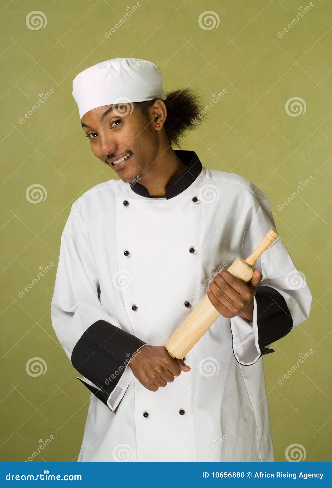 African American Chef Holding Rolling Pin Stock Photo - Image of ...