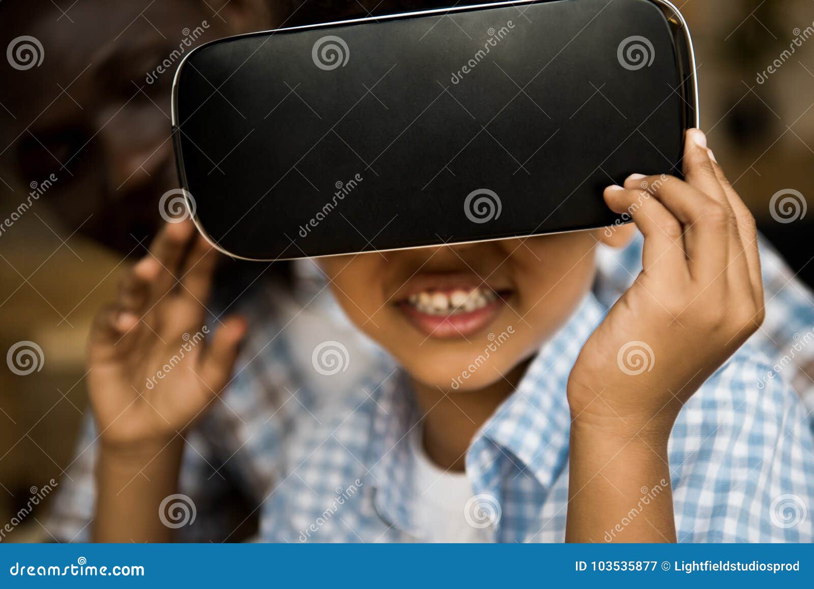 African American Child in Vr Headset Stock Image - Image of person ...