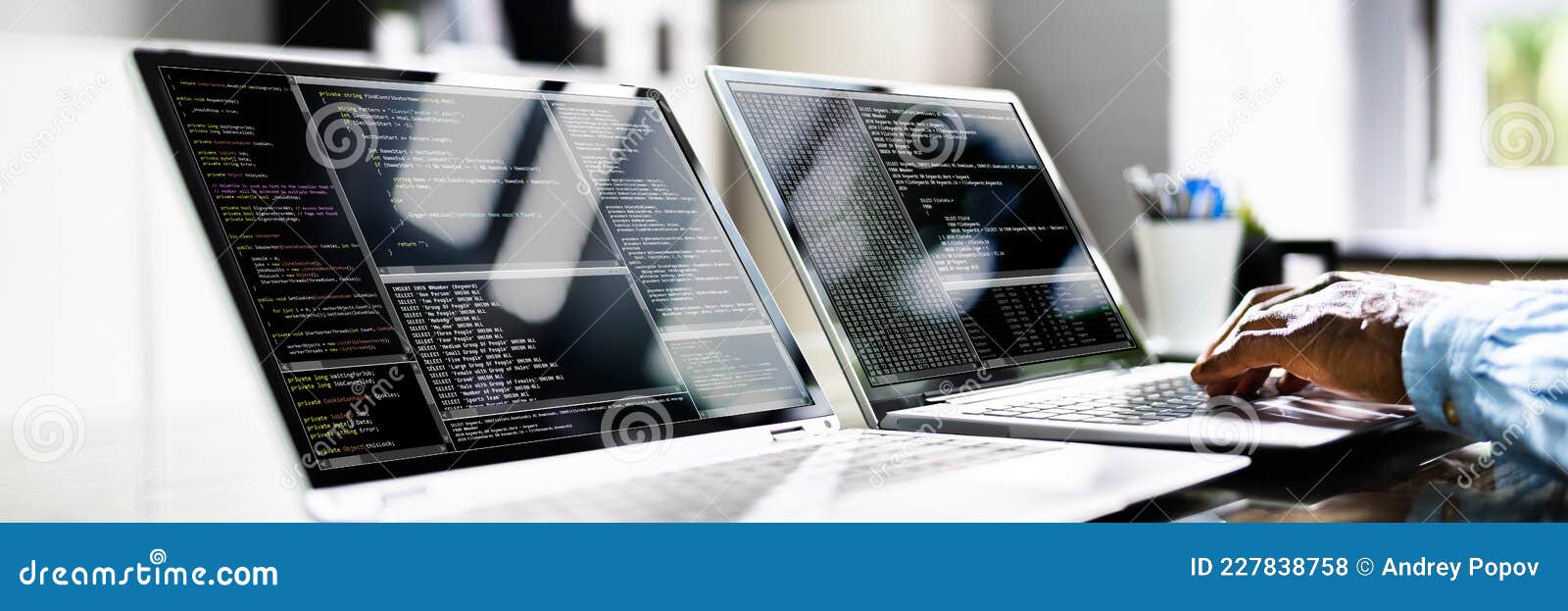 African American Coder Using Computer at Desk Stock Photo - Image of ...