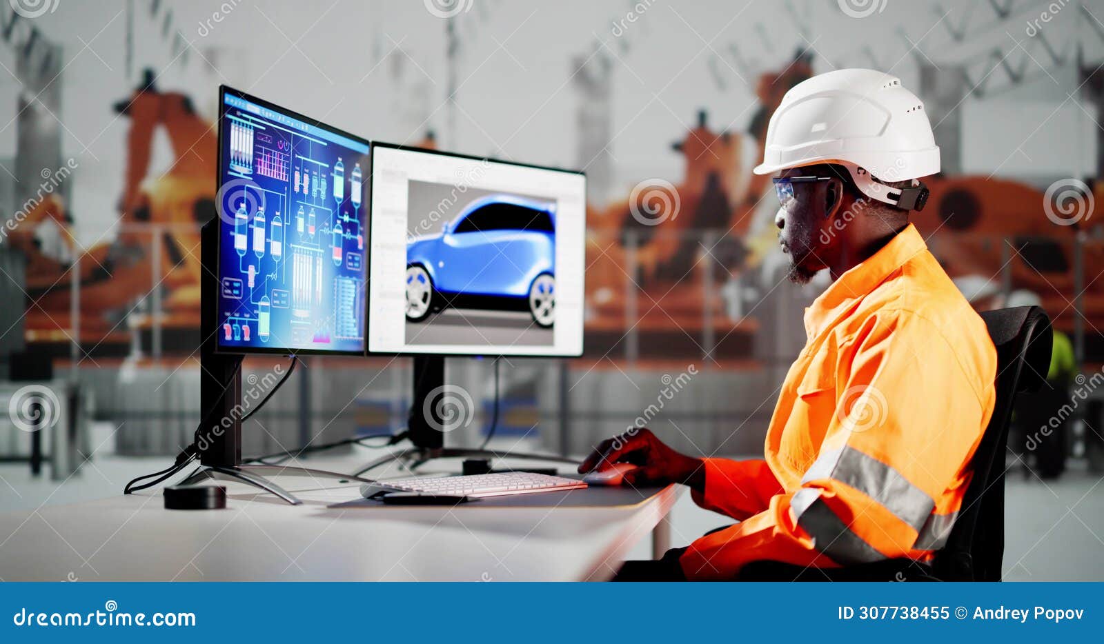 African American Coder Using Computer At Desk Stock Image Image Of Four Assembly 307738455