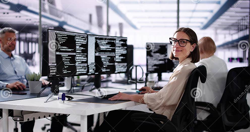 African American Coder Using Computer at Desk Stock Photo - Image of young, coding: 322246808