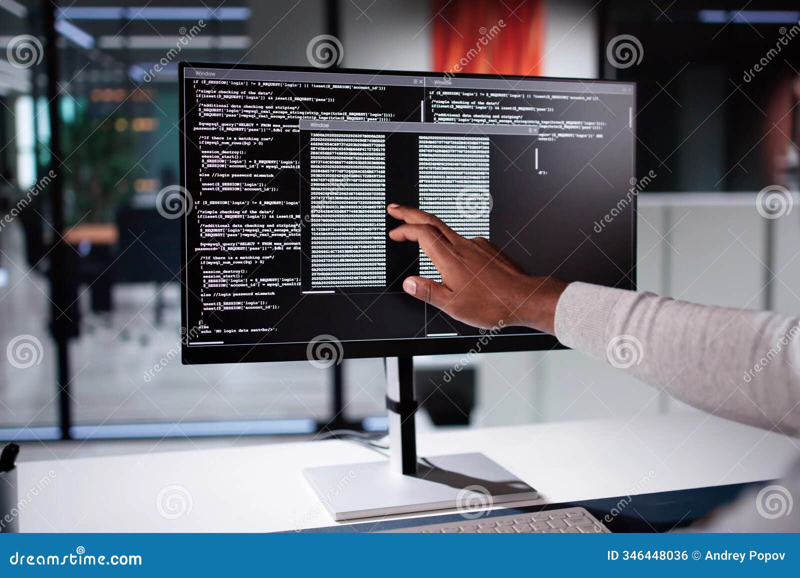 African American Coder Using Computer at Desk Stock Photo - Image of copy, development: 346448036