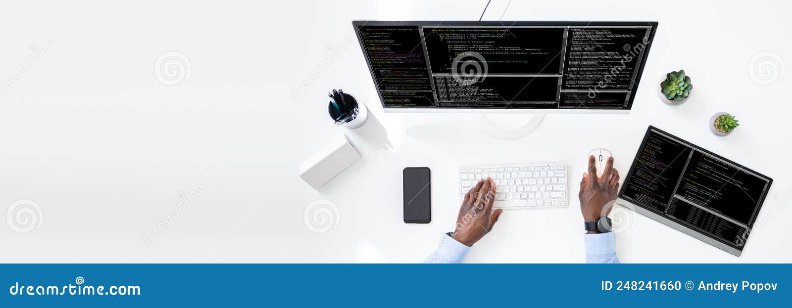African American Coder Using Computer at Desk Stock Photo - Image of ... African American Coder Using Computer at Desk Stock Photo - Image of ...