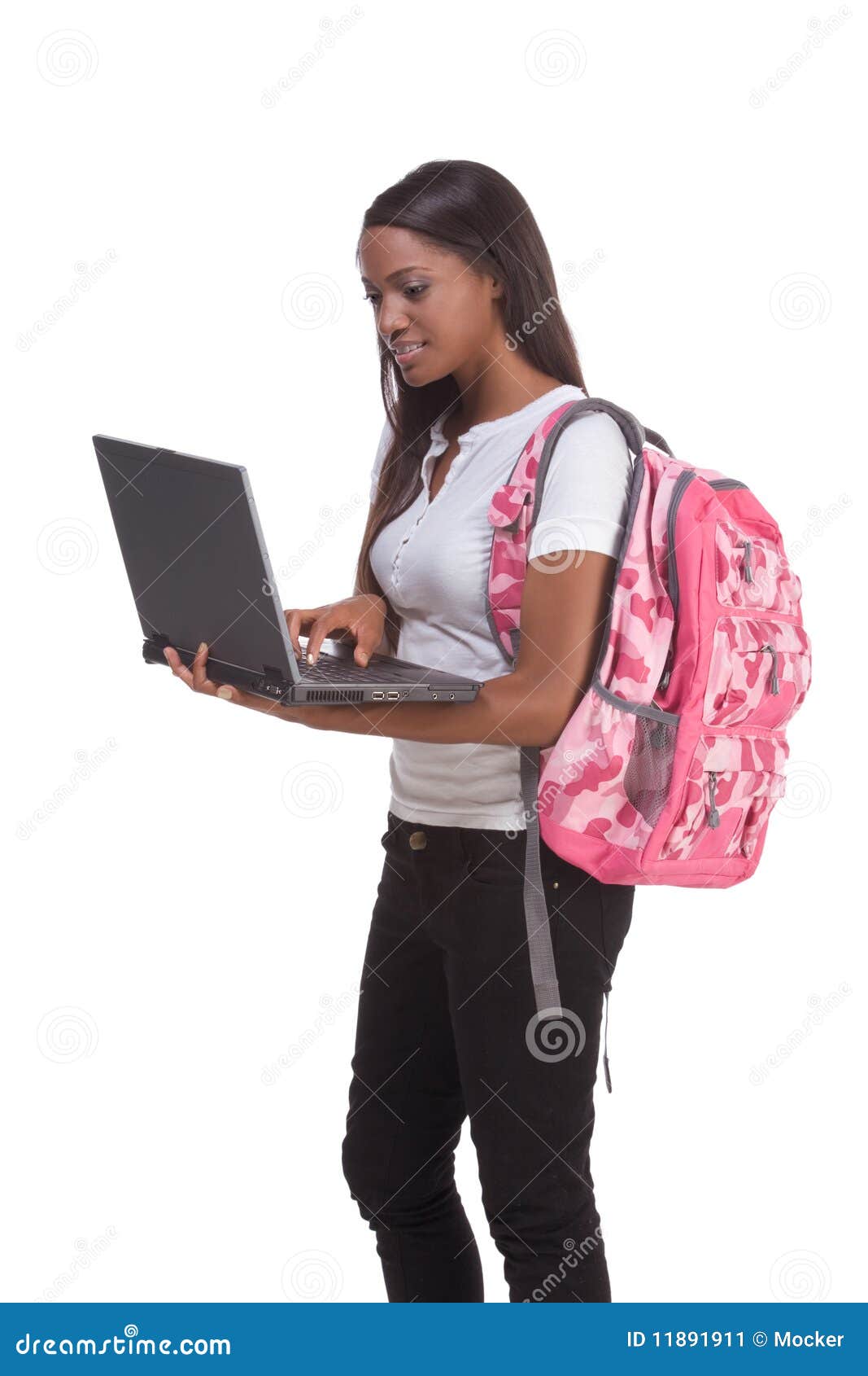 African American College Student with Laptop PC Stock Image - Image of ...
