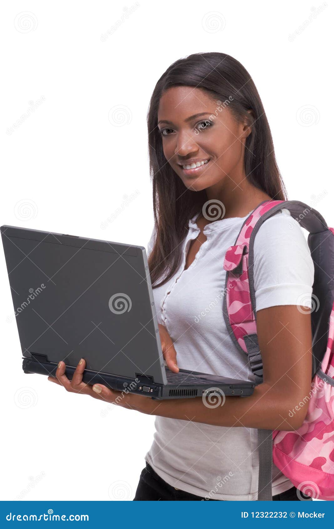 African American College Student with Laptop PC Stock Photo - Image of ...