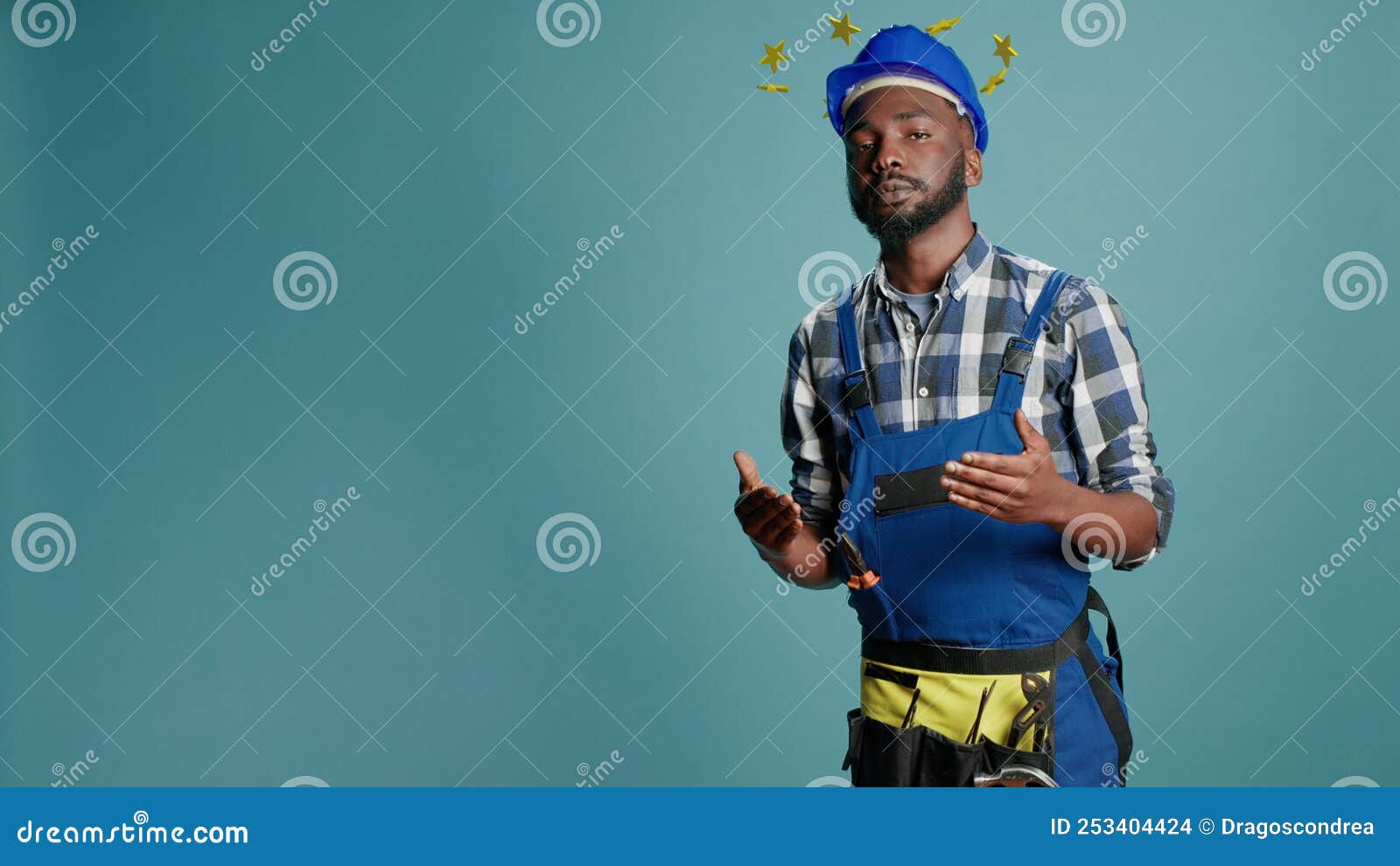 African American Construction Worker Being Dizzy and Lightheaded Stock ...