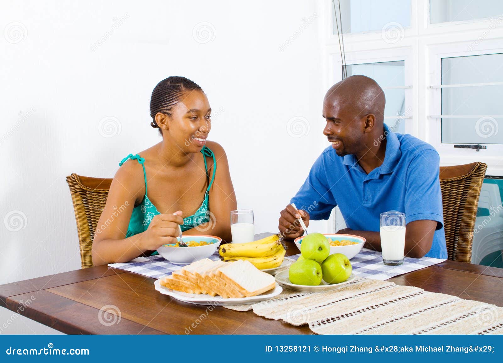 African American Couple Breakfast Stock Image - Image of girlfriend ...
