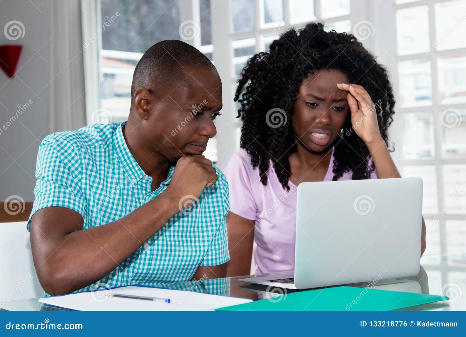 African American Couple with Computer Problems Stock Photo - Image of ...