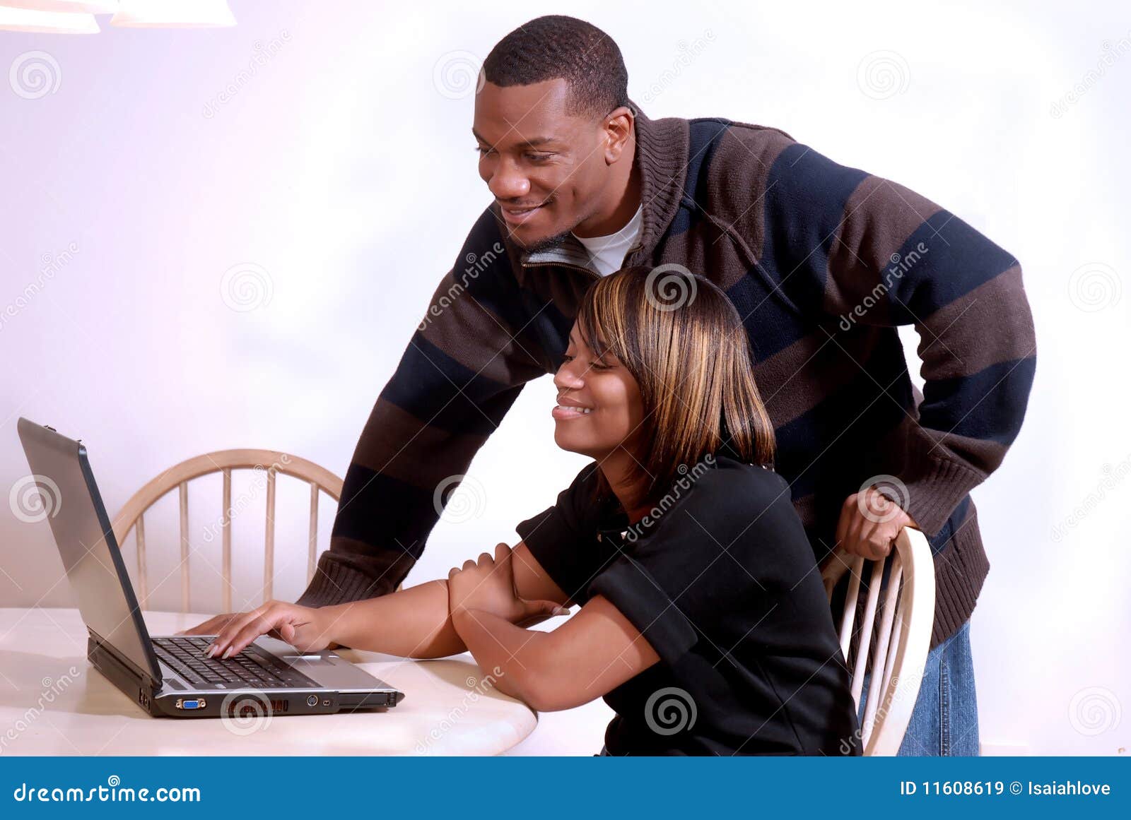 African-American Couple Viewing the Computer Stock Image - Image of ...