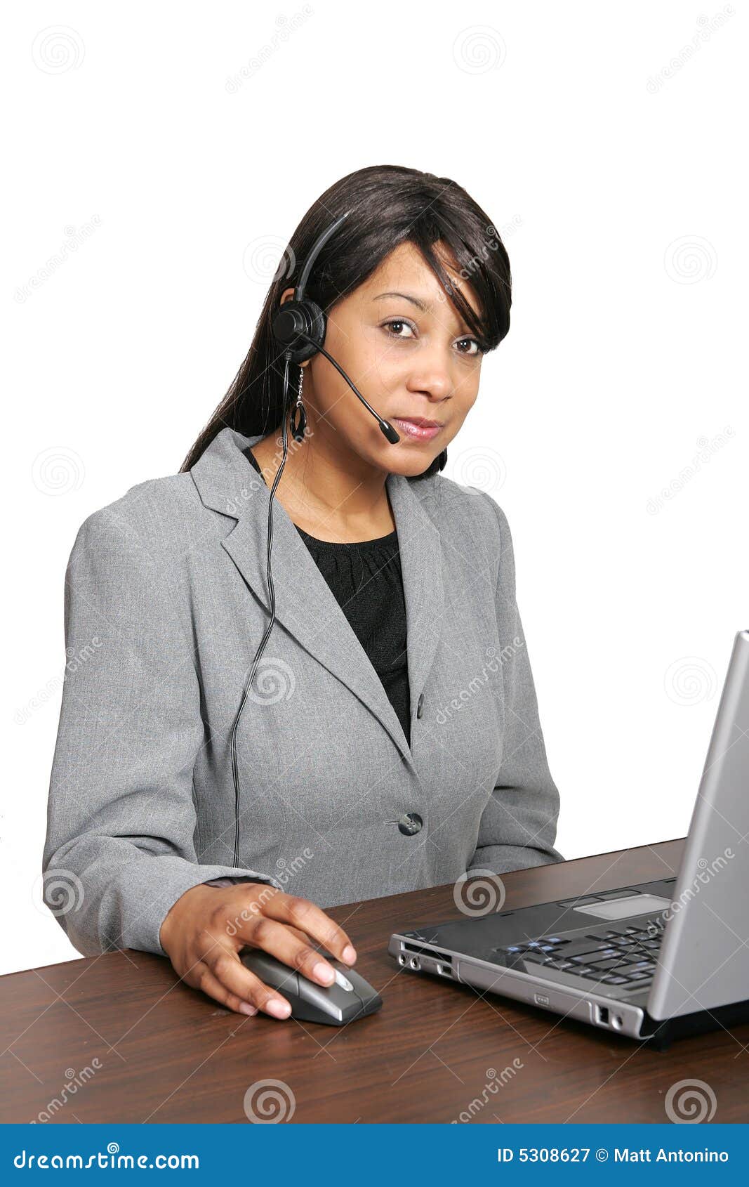 African American CSR rep stock image. Image of face, black - 5308627