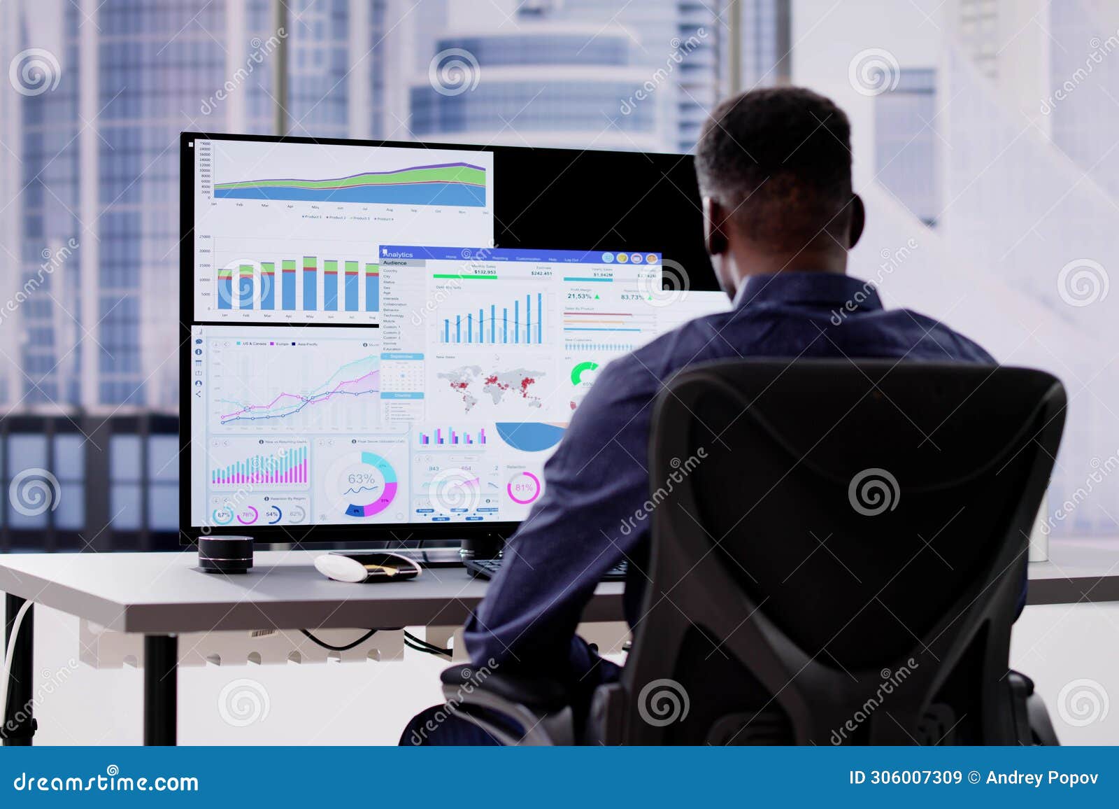 African American Data Analyst Stock Image - Image of plan, manager ...
