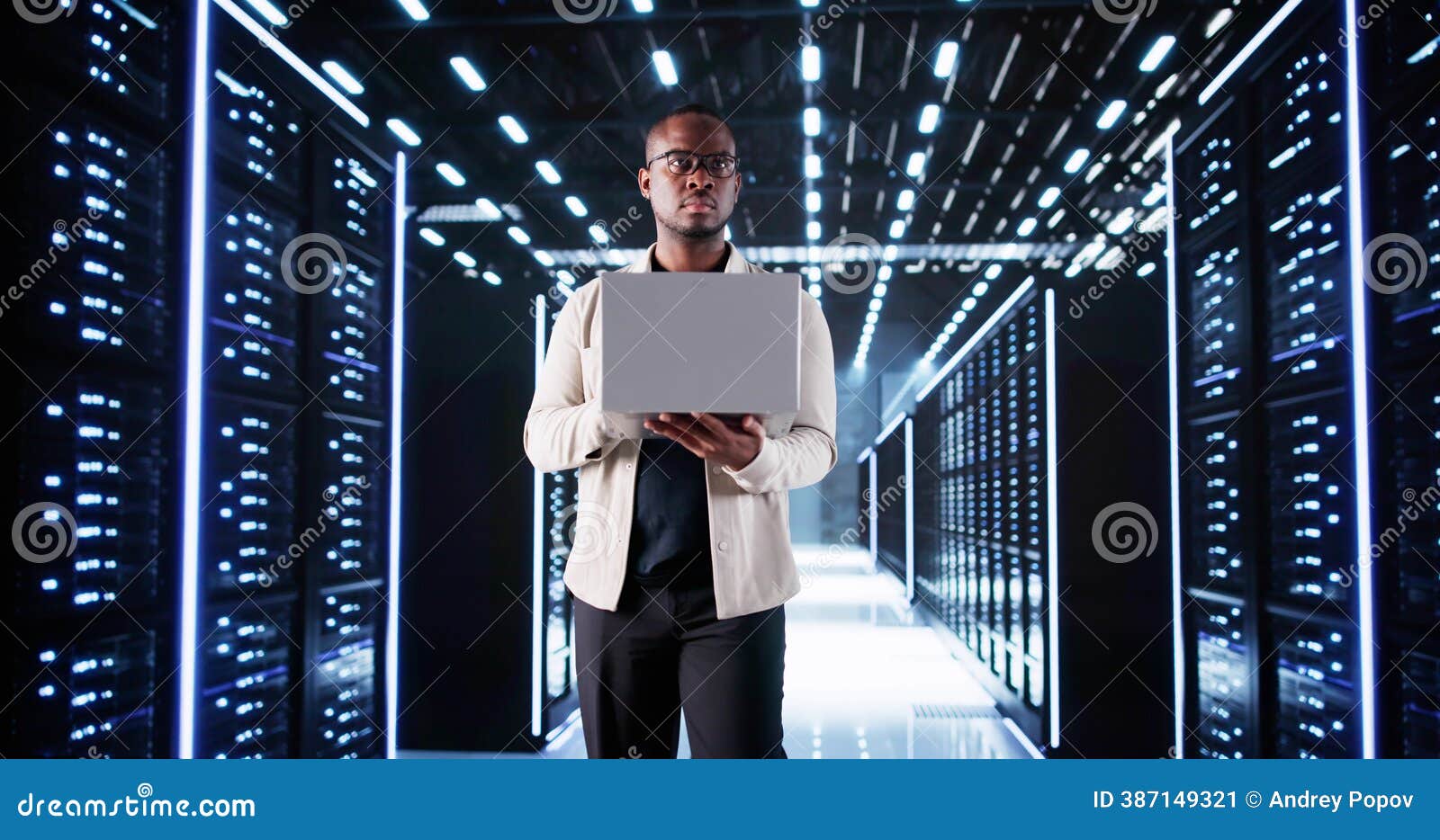 Server Rack Cluster In A Data Center Horizontal View Royalty-Free Stock ...