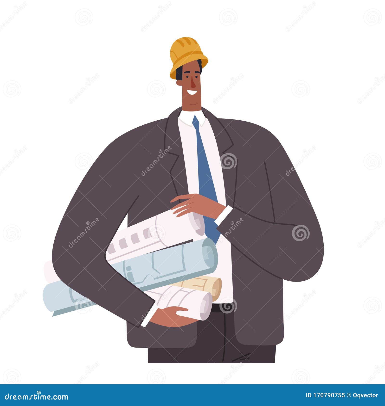 An African American Engineer is Holding Technical Documentation in His ...