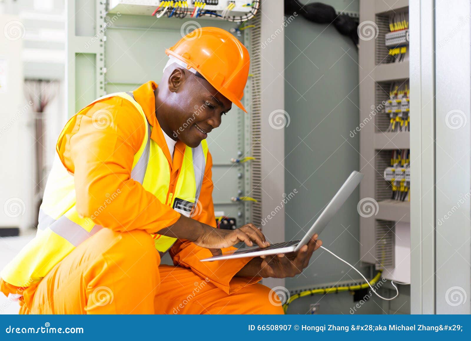 African American Engineer Laptop Stock Image - Image of distribution ...