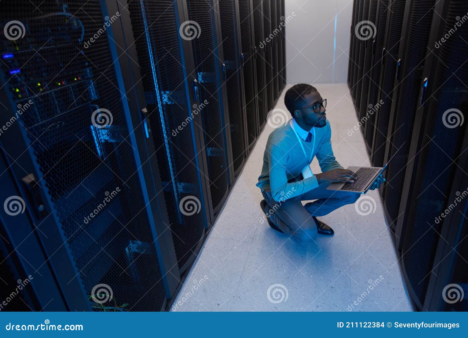 African American it Engineer in Server Room Stock Photo - Image of ...