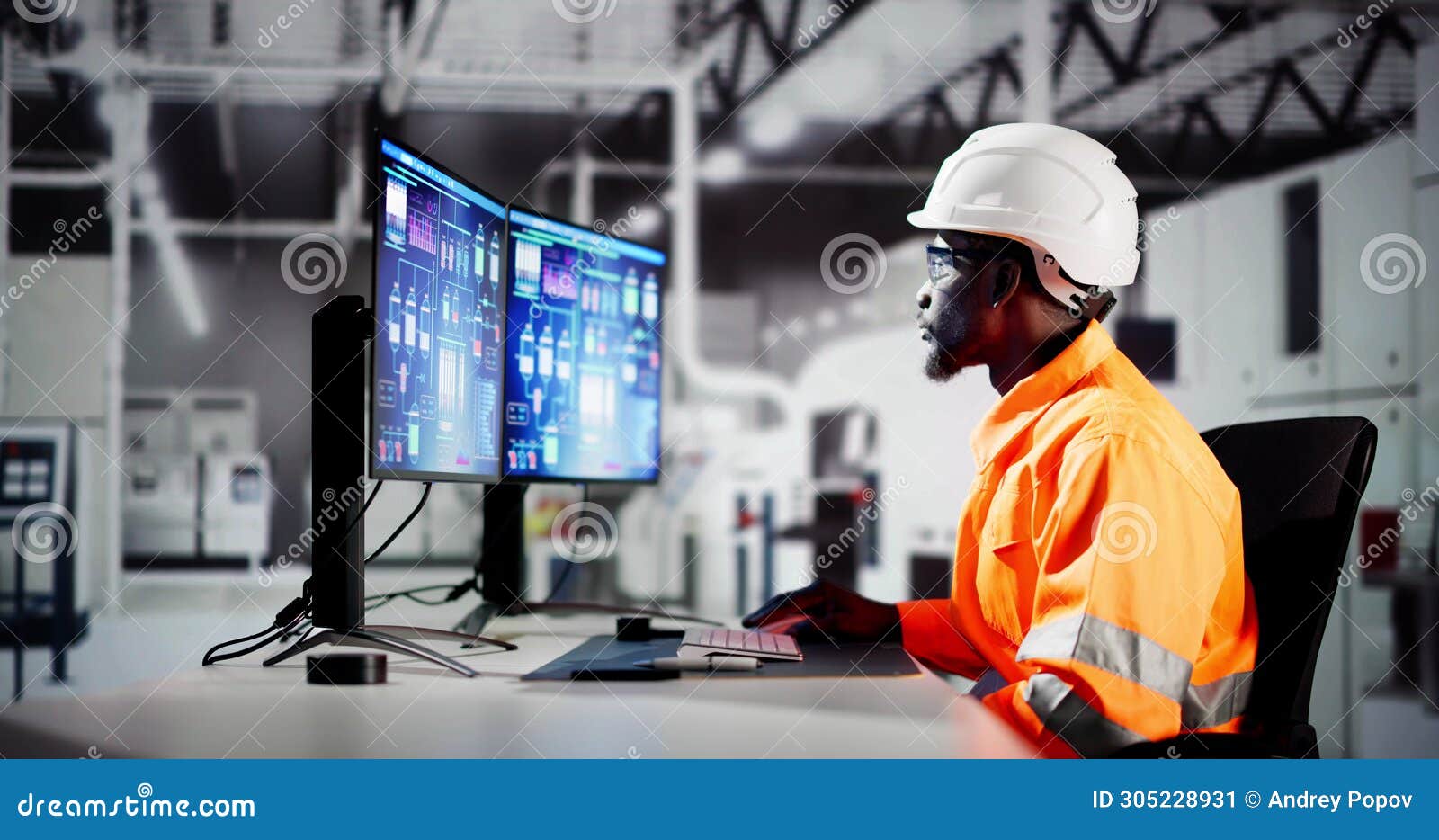 African American Engineer Using Computer Stock Image - Image of ...