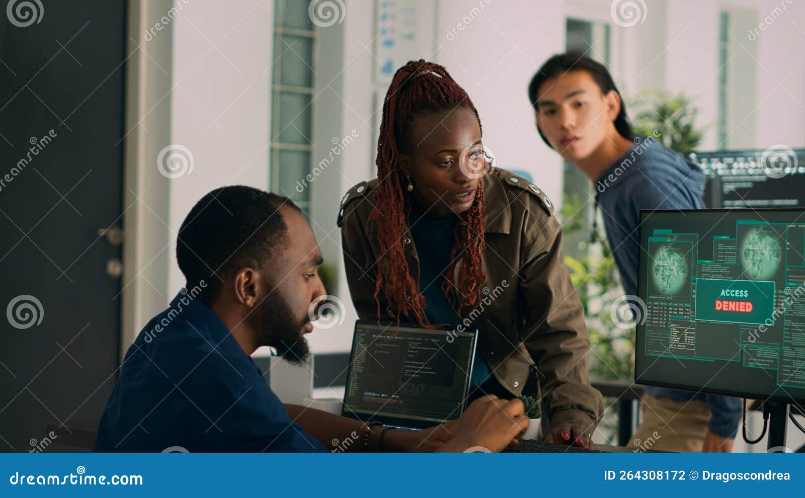 African American Engineers Programming Code Encountering System Error ...