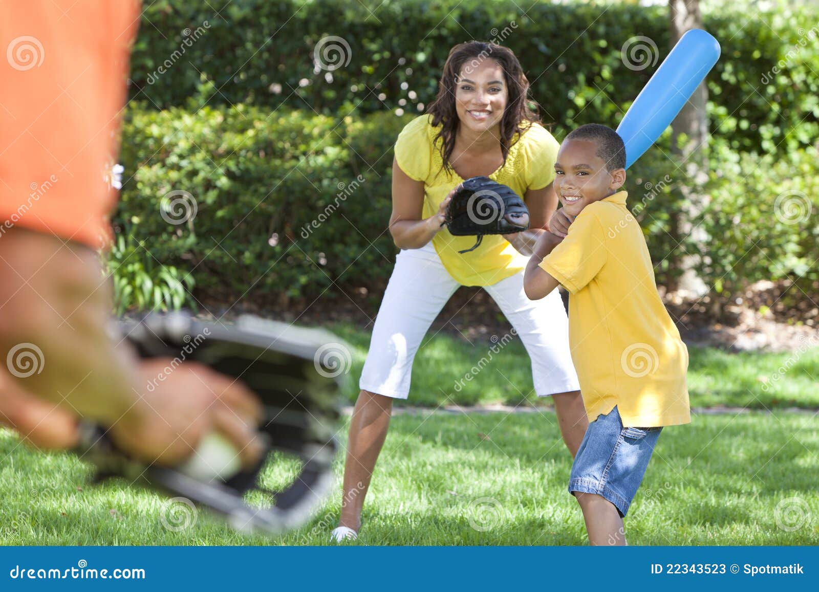 African American Family Playing Baseball Stock Image - Image of sport ...