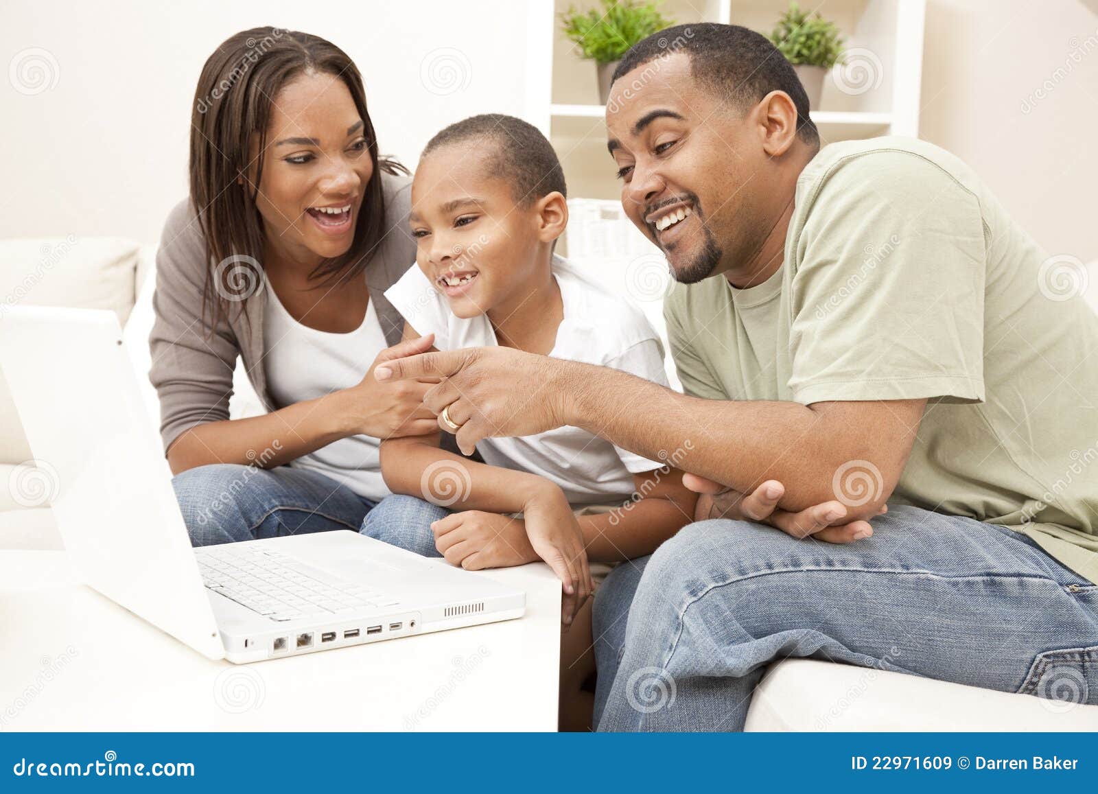African American Family Using Laptop Computer Stock Image - Image of ...