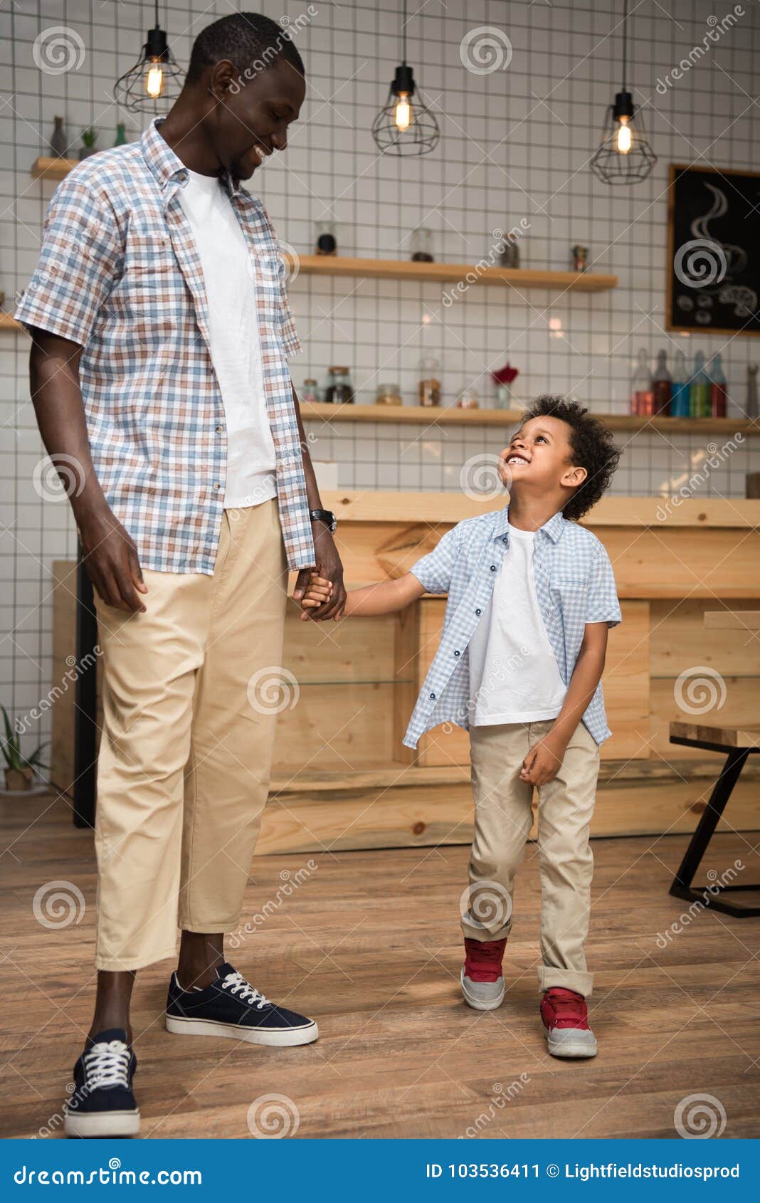 African American Father And Son Holding Hands Stock Image Image Of