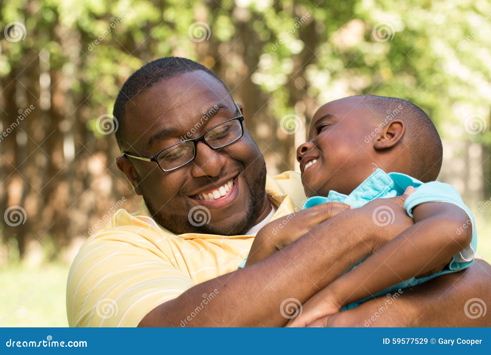 African American Father and Son. Stock Image - Image of hugging, love ...