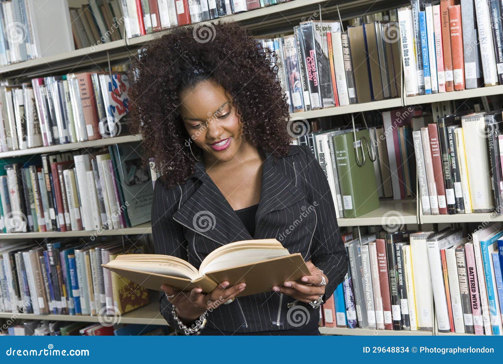 African American Female Reading a Book Stock Photo - Image of hobby ...