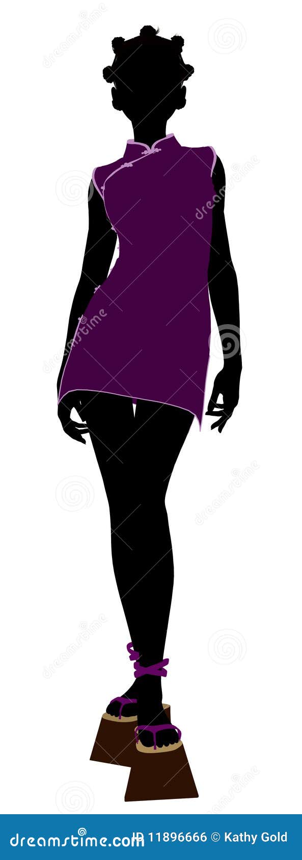 African American Geisha Girl Silhouette Stock Illustration