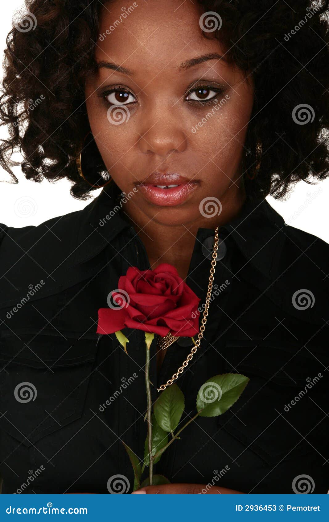 African American Girl with Ros Stock Image - Image of feminism, alone ...