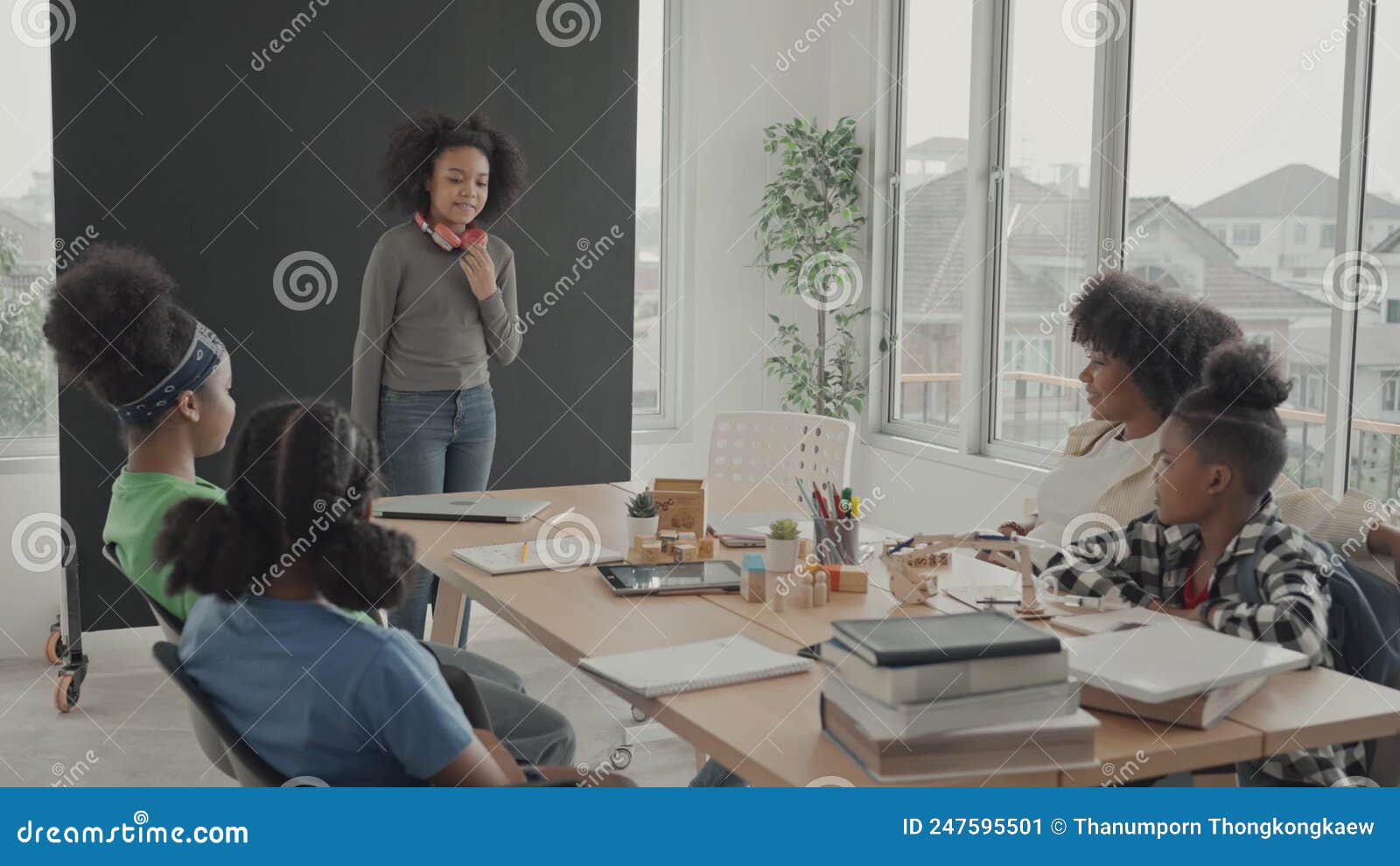 African American Girl Student Introduces Herself Confidently in Class ...
