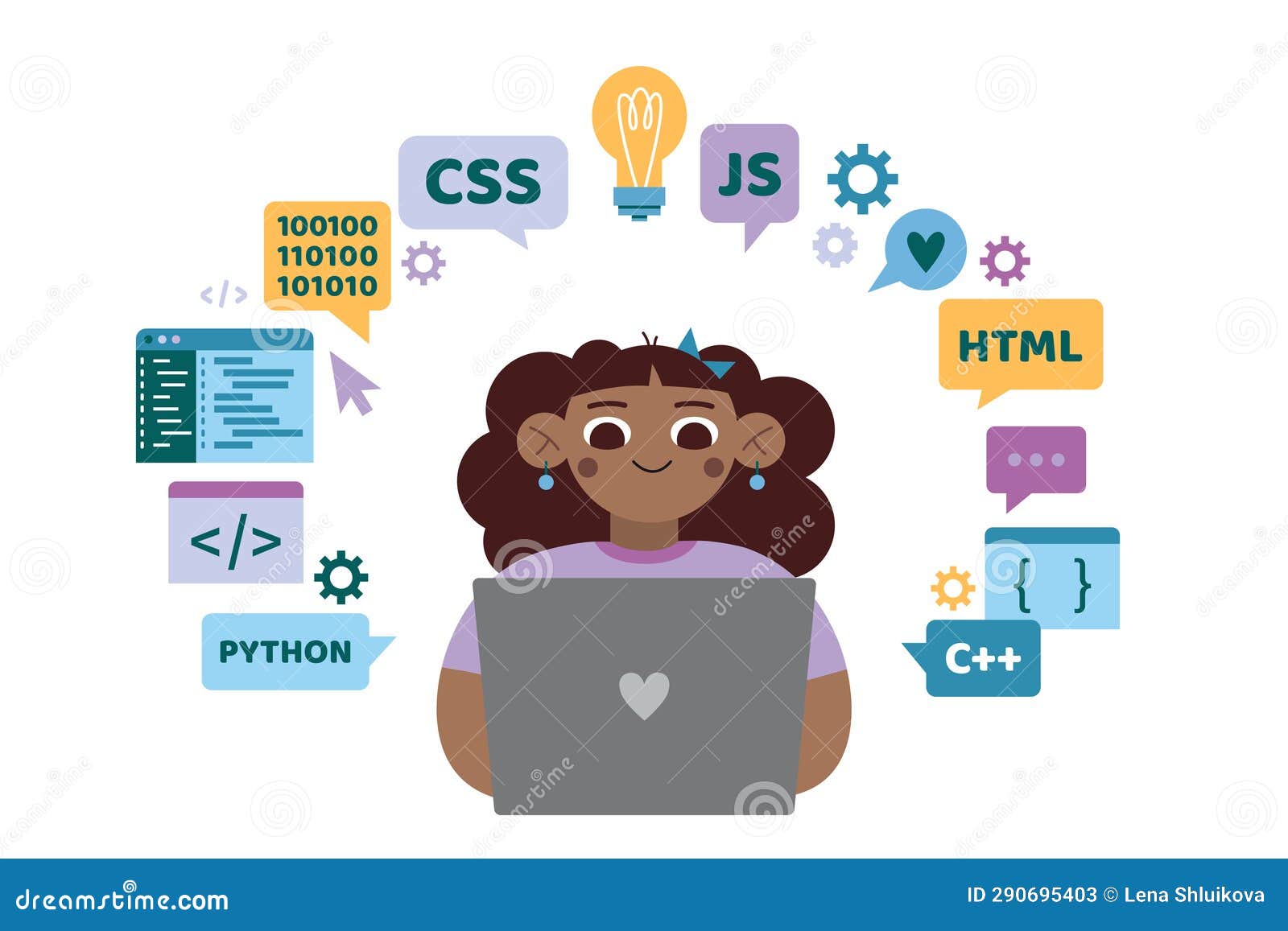 African-american Girl Writes Code, Programming Education for Children ...