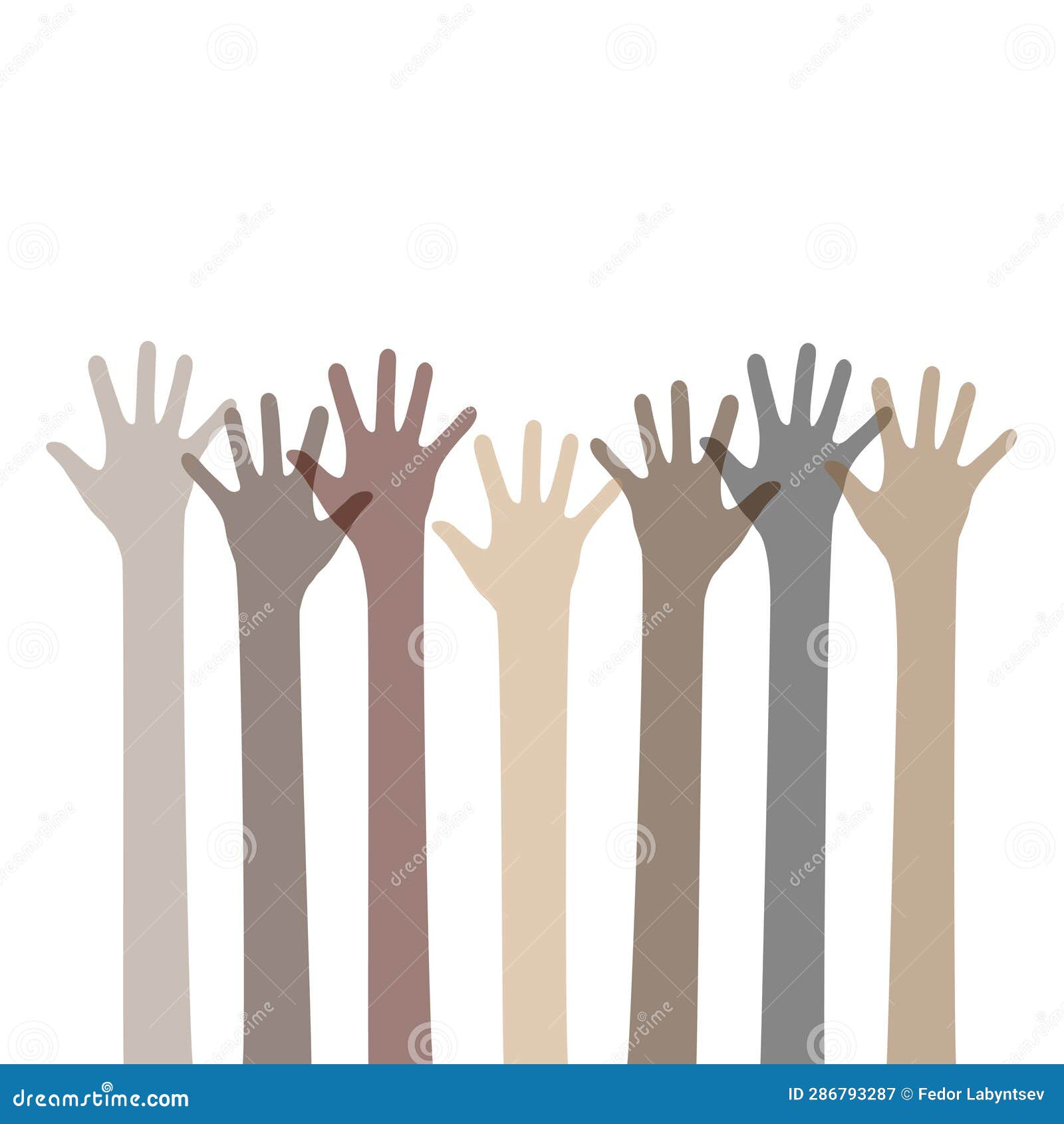 African American Hands Raised Up Vector Illustration Stock Vector ...