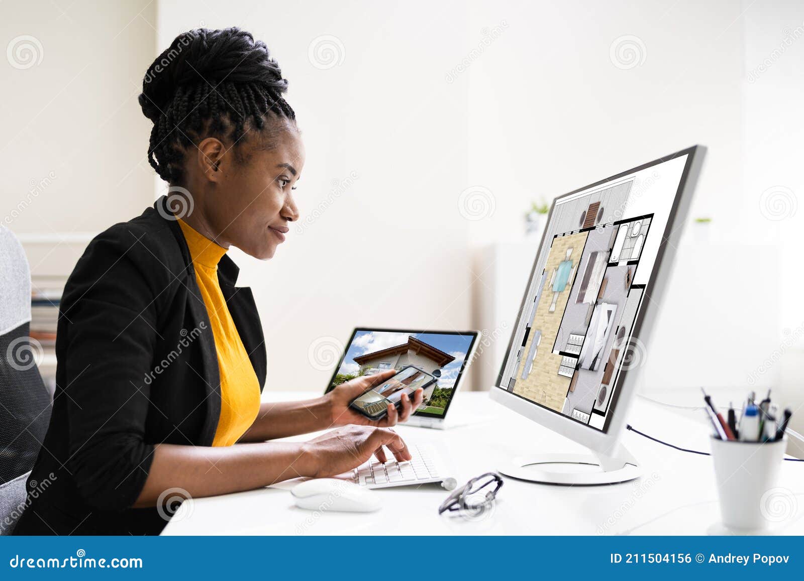 African American Home Assessor Woman Stock Photo - Image of african ...
