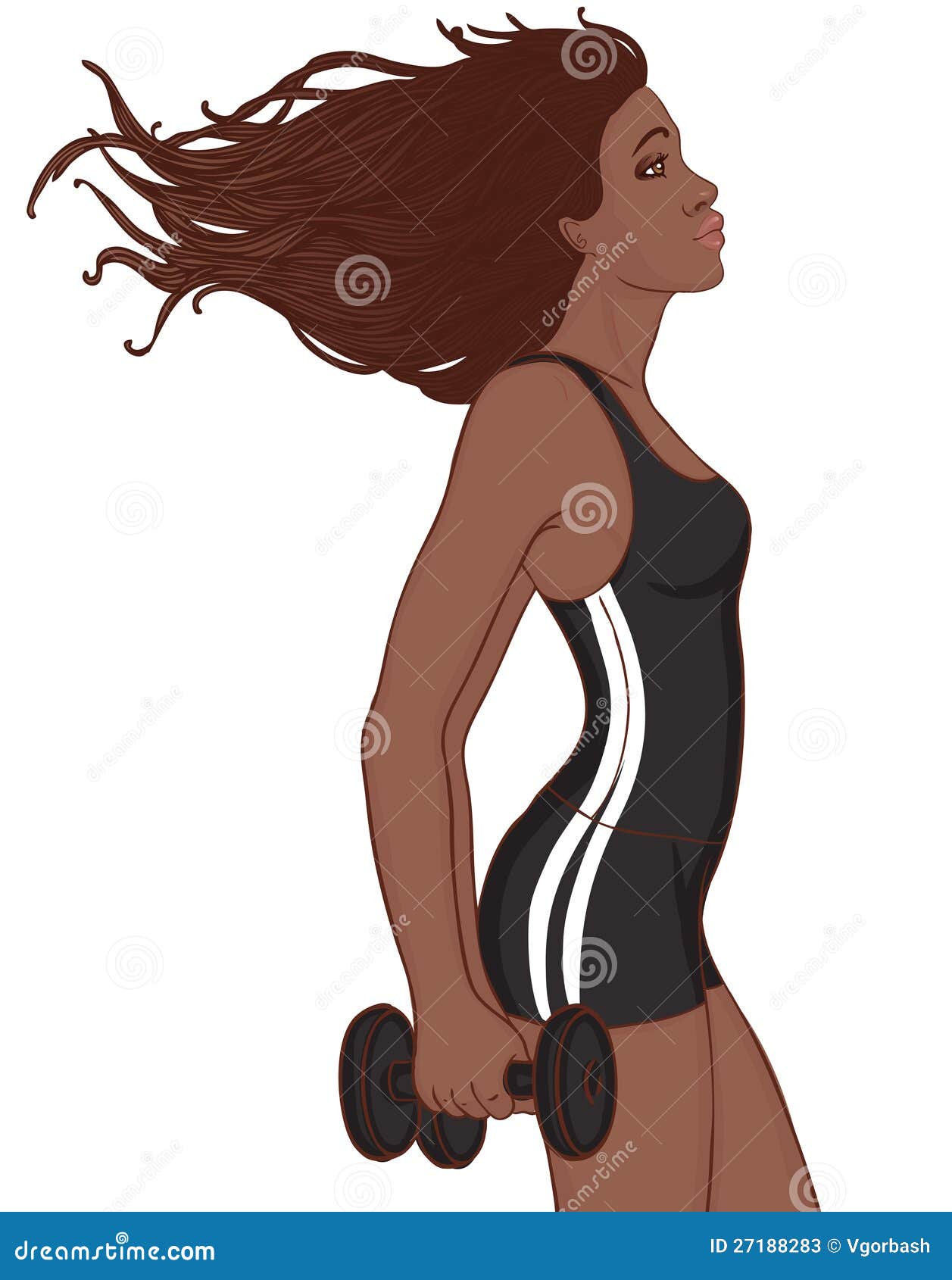 African American Lady Doing Workout Stock Vector - Illustration of body ...
