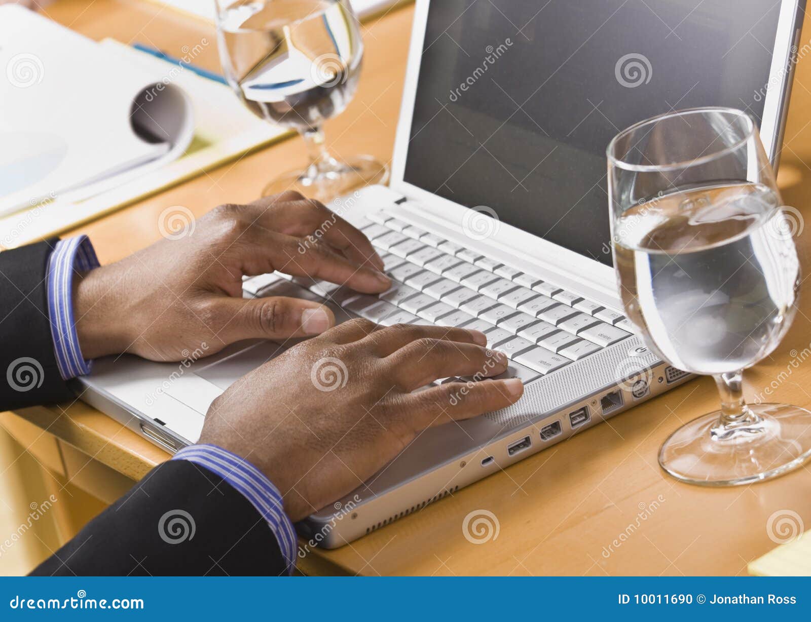 African American Male Hands on Laptop. Stock Photo - Image of executive ...