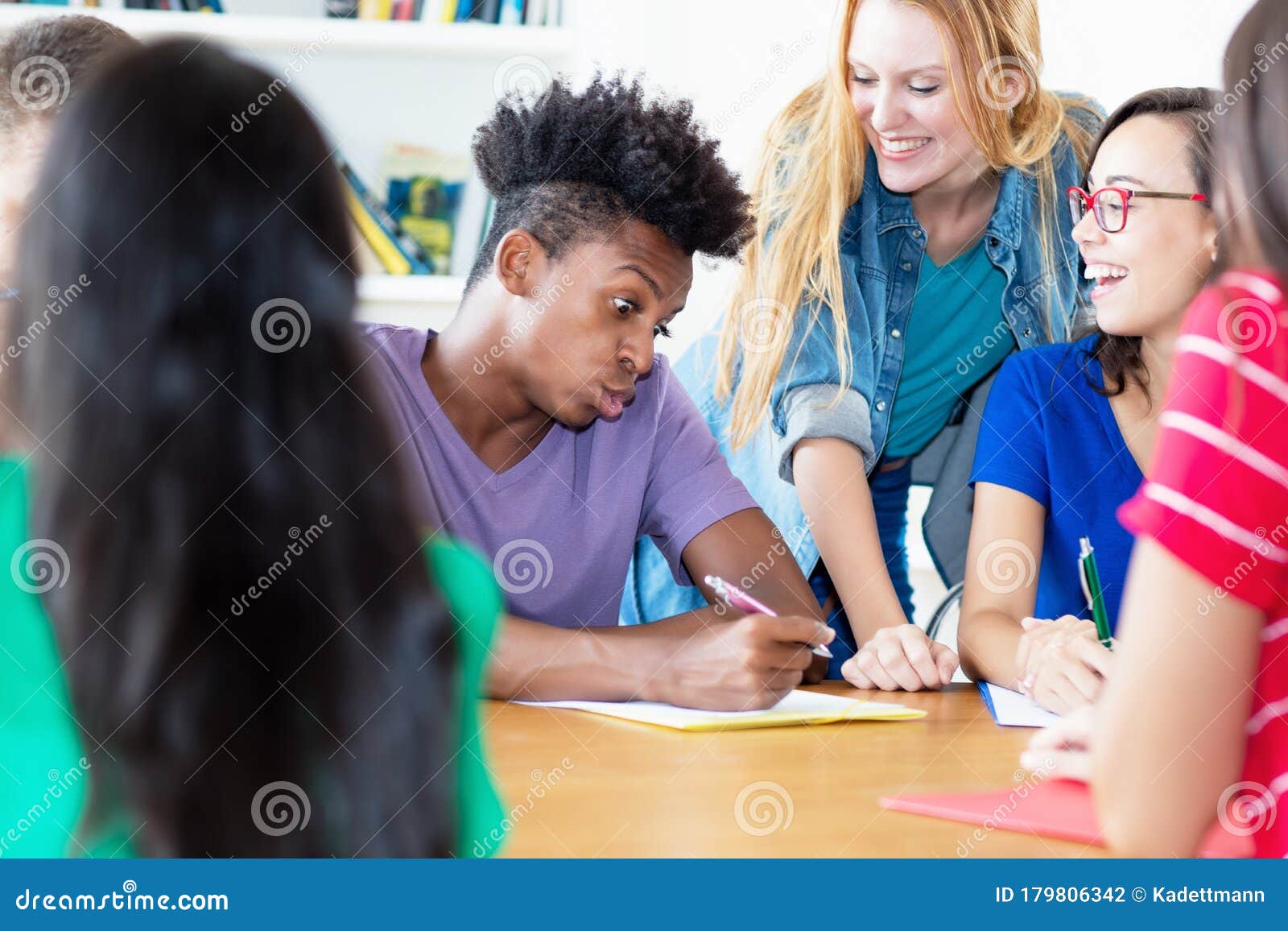 African American Male Student Learning with Group of Multiethnic ...