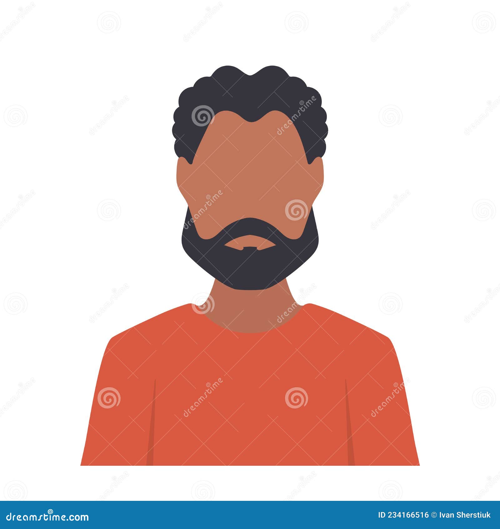 African American Man with a Beard. a Dark-skinned Guy with a Beard ...