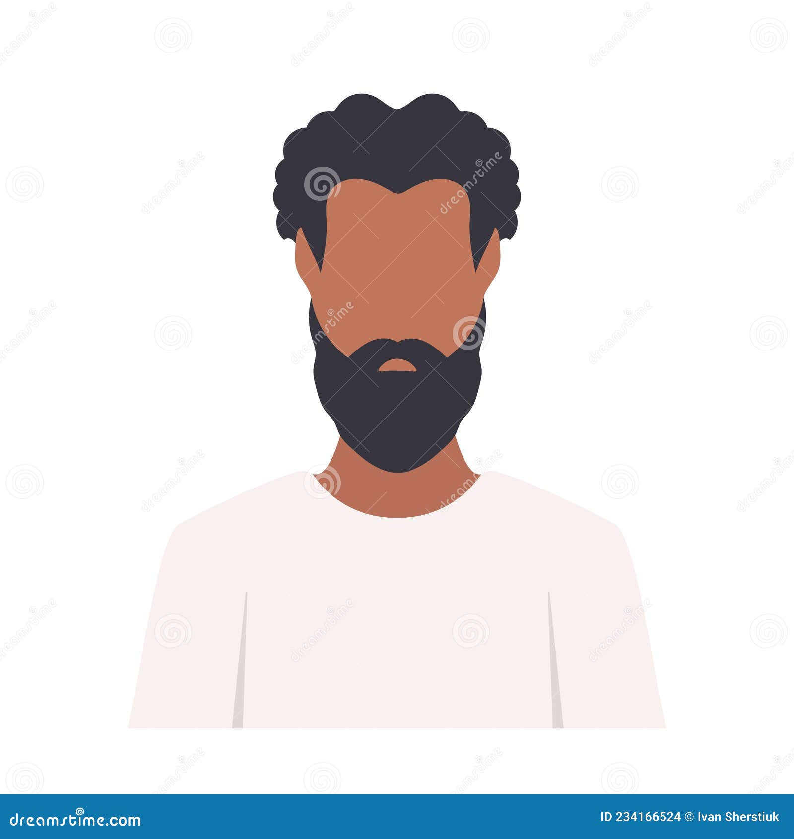 African American Man with a Beard. a Dark-skinned Guy with a Beard ...