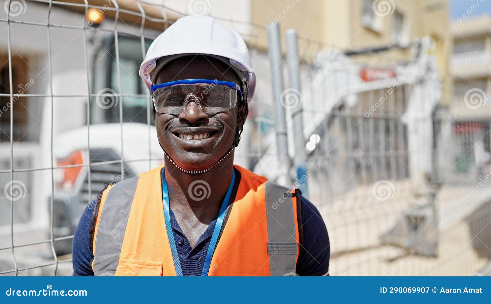 African American Man Builder Smiling Confident Standing at Construction ...