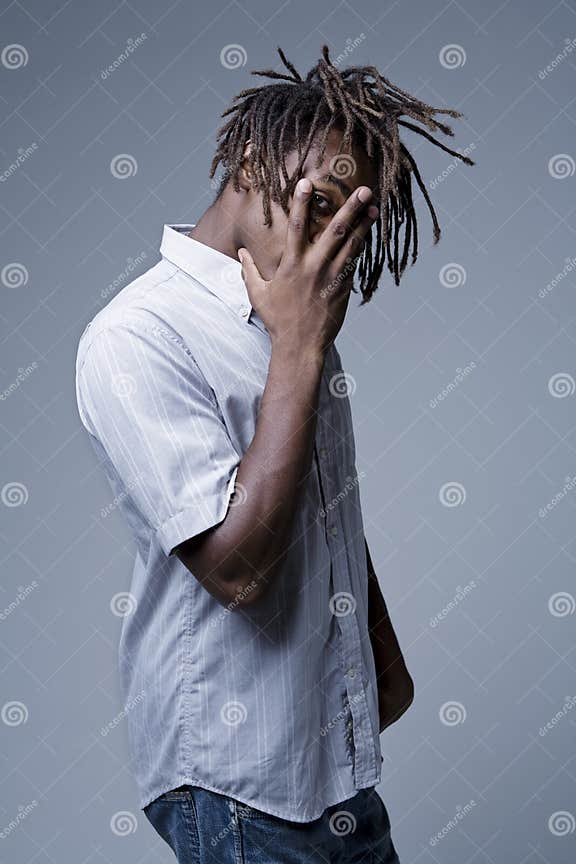 African American Man with Dreadlocks Stock Image - Image of hiding ...