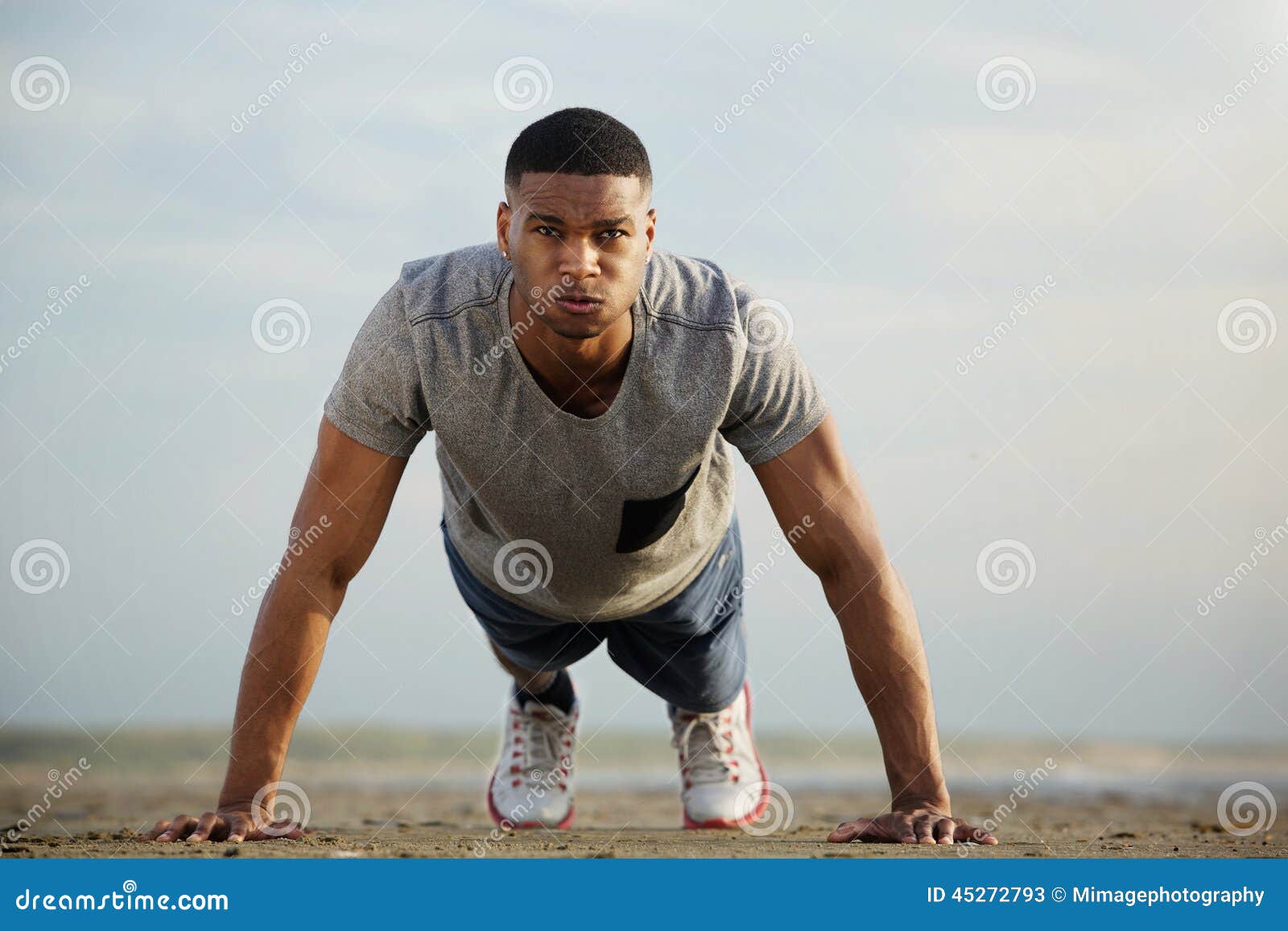 African American Man Exercising Outdoors Stock Image - Image of ...