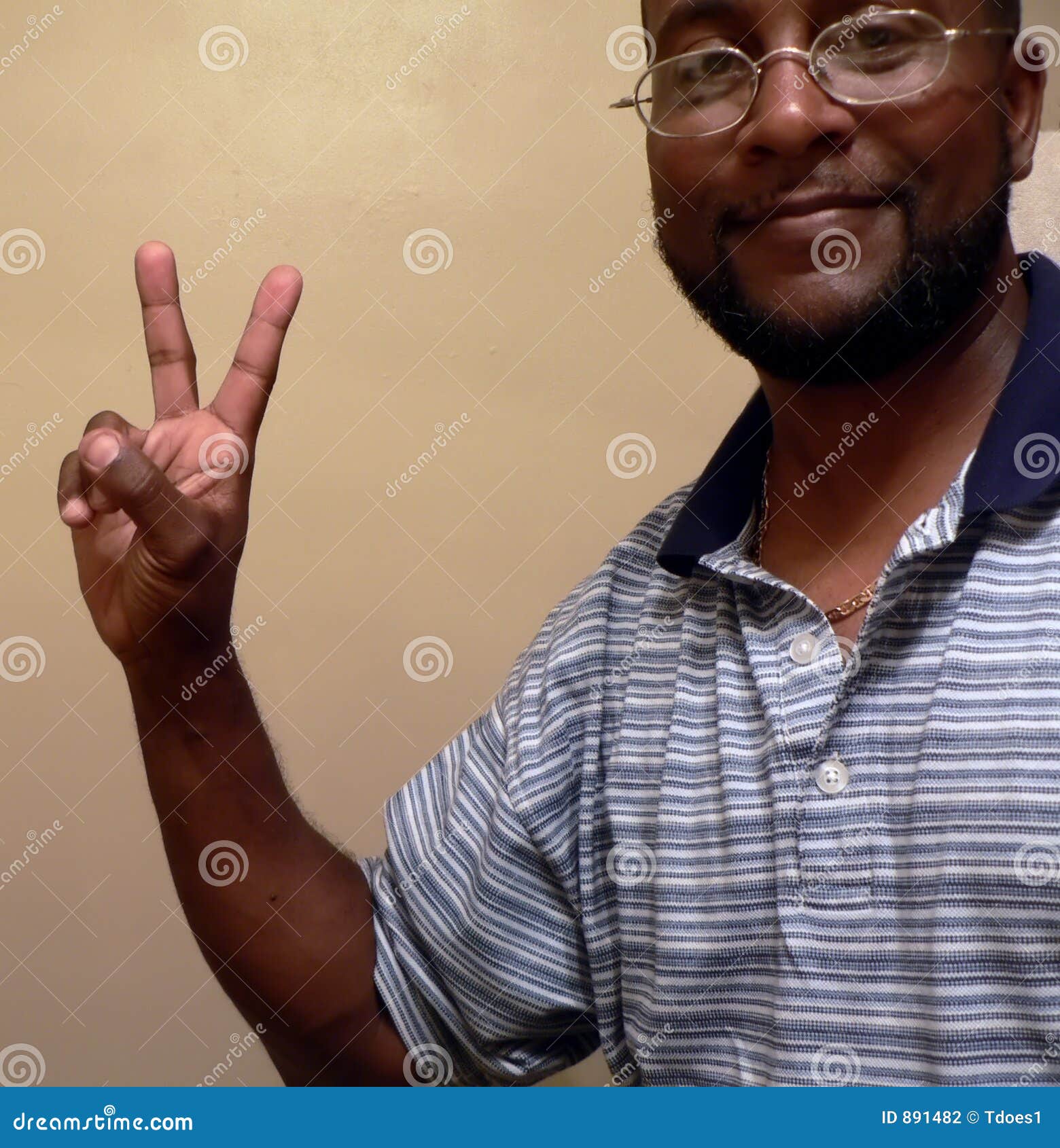 African American Man Gesturing a Peace Sign Stock Photo - Image of ...