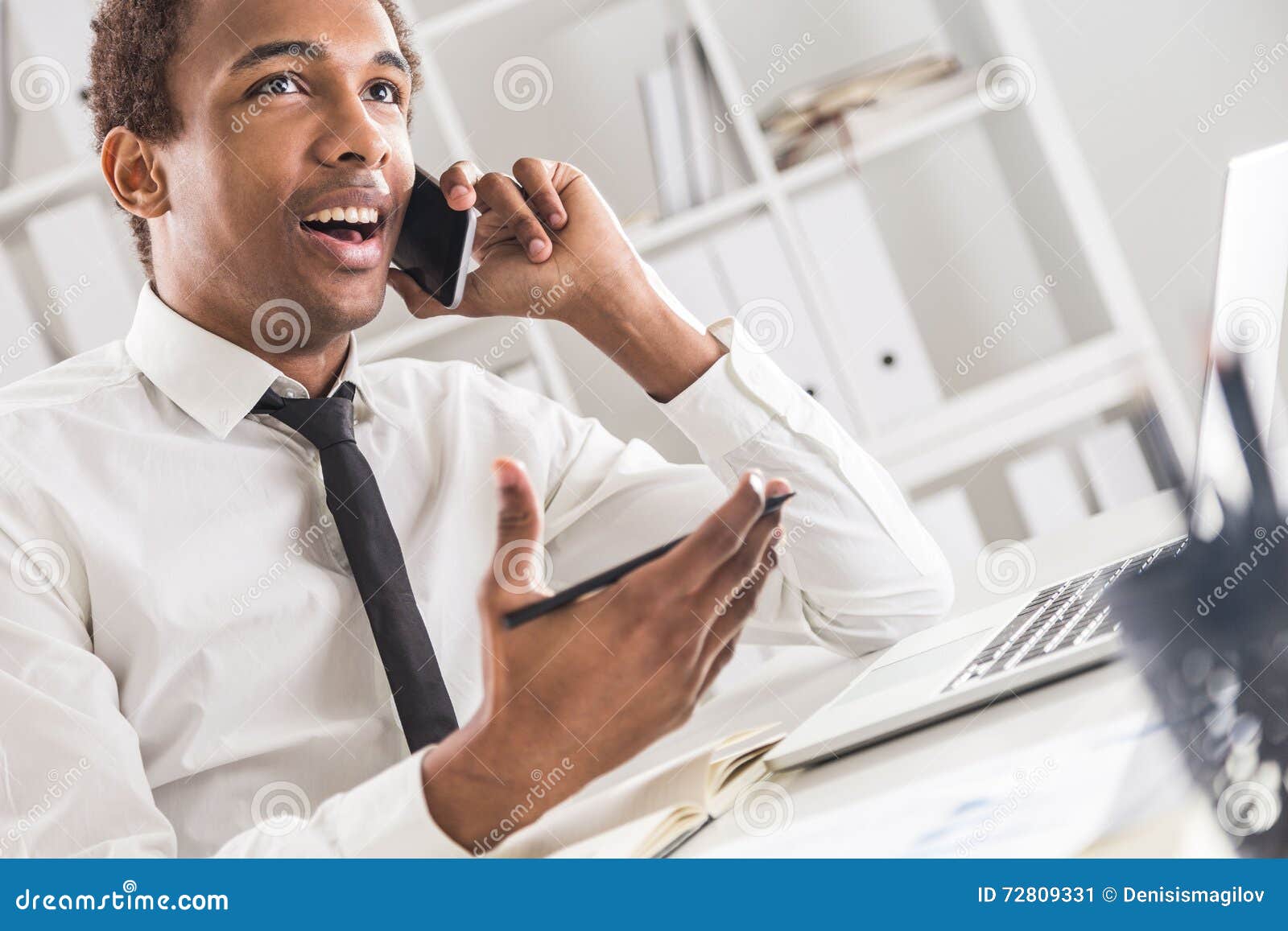 African American Man in Office Stock Image - Image of office, business ...