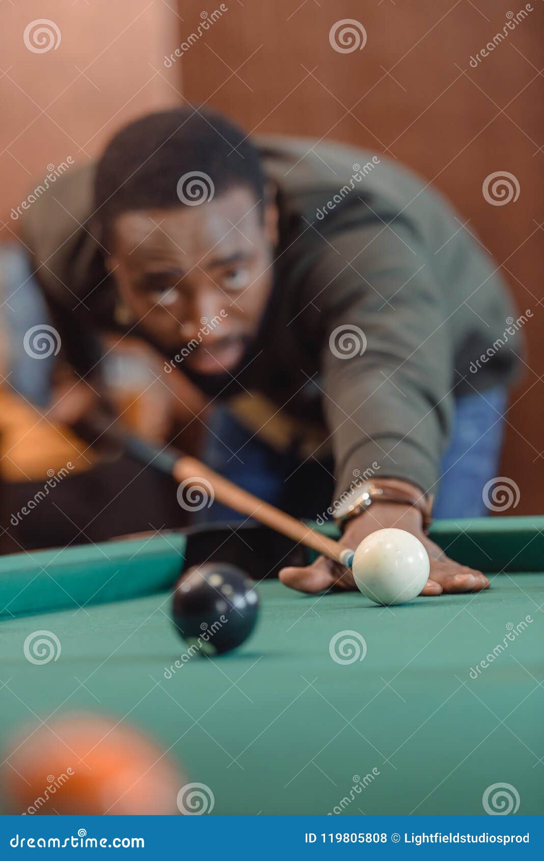 African American Man Playing in Pool Stock Photo - Image of skill ...