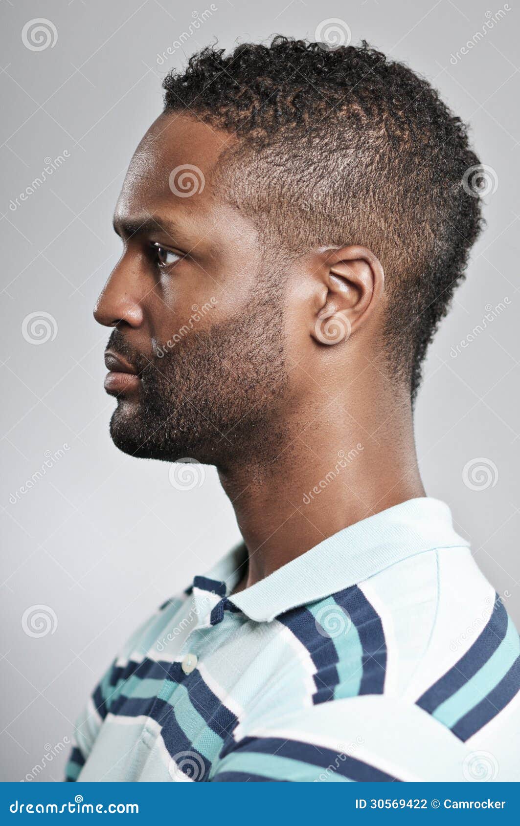 African American Man Profile Blank Expression Stock Photo - Image of ...