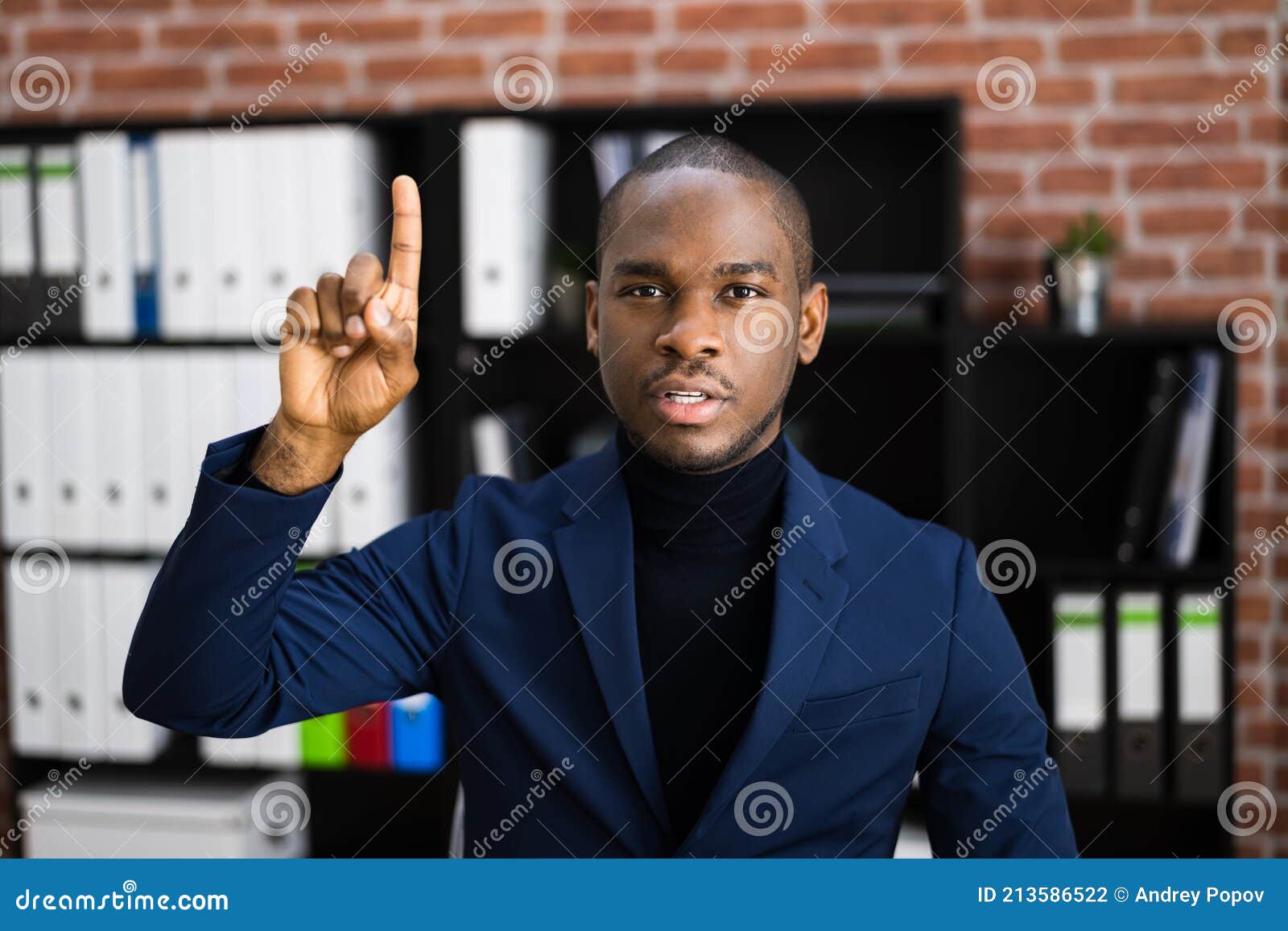 African American Man Raising Hand Stock Photo - Image of online ...