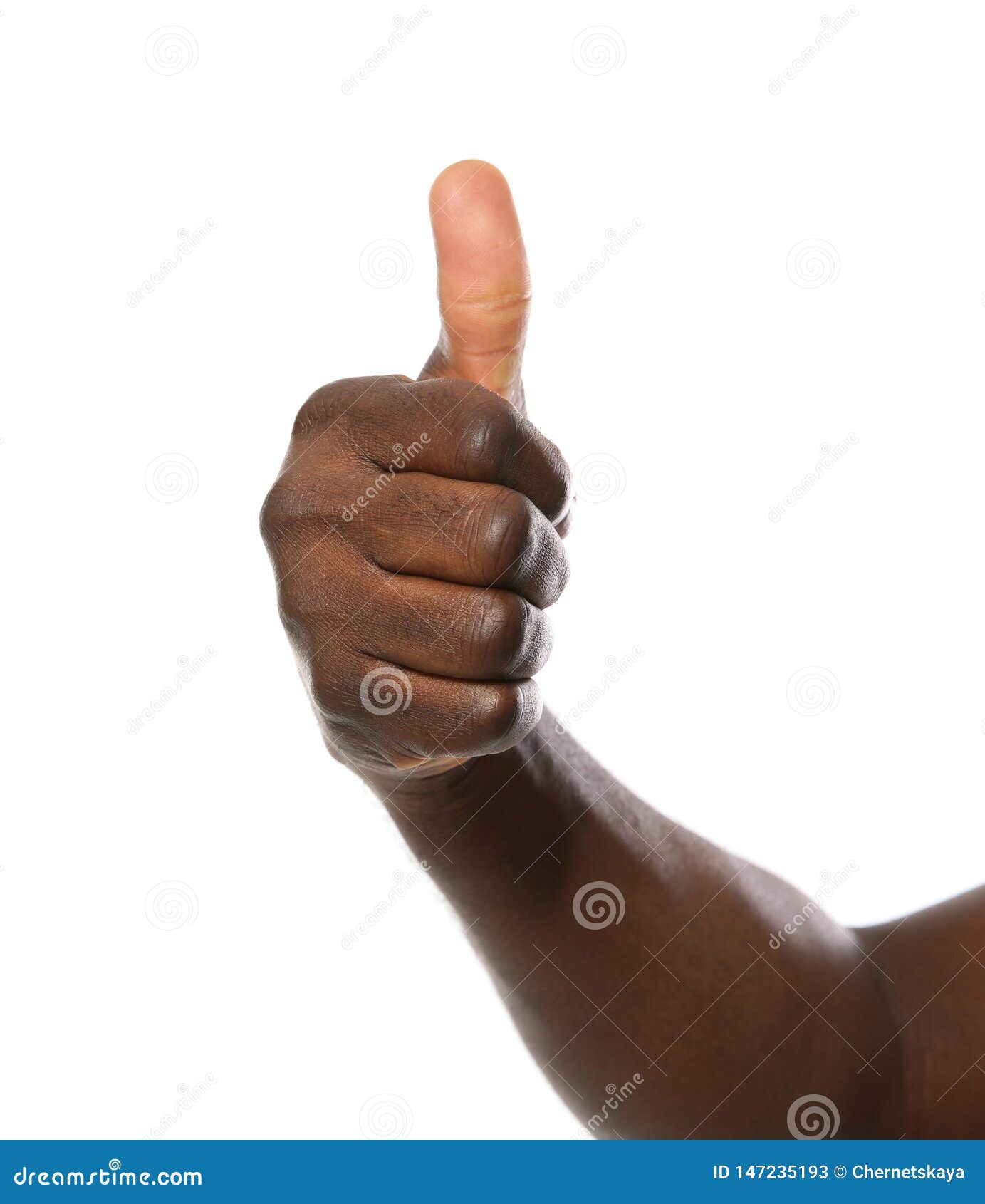 African American Man Showing Thumb Up Gesture On White Background Stock