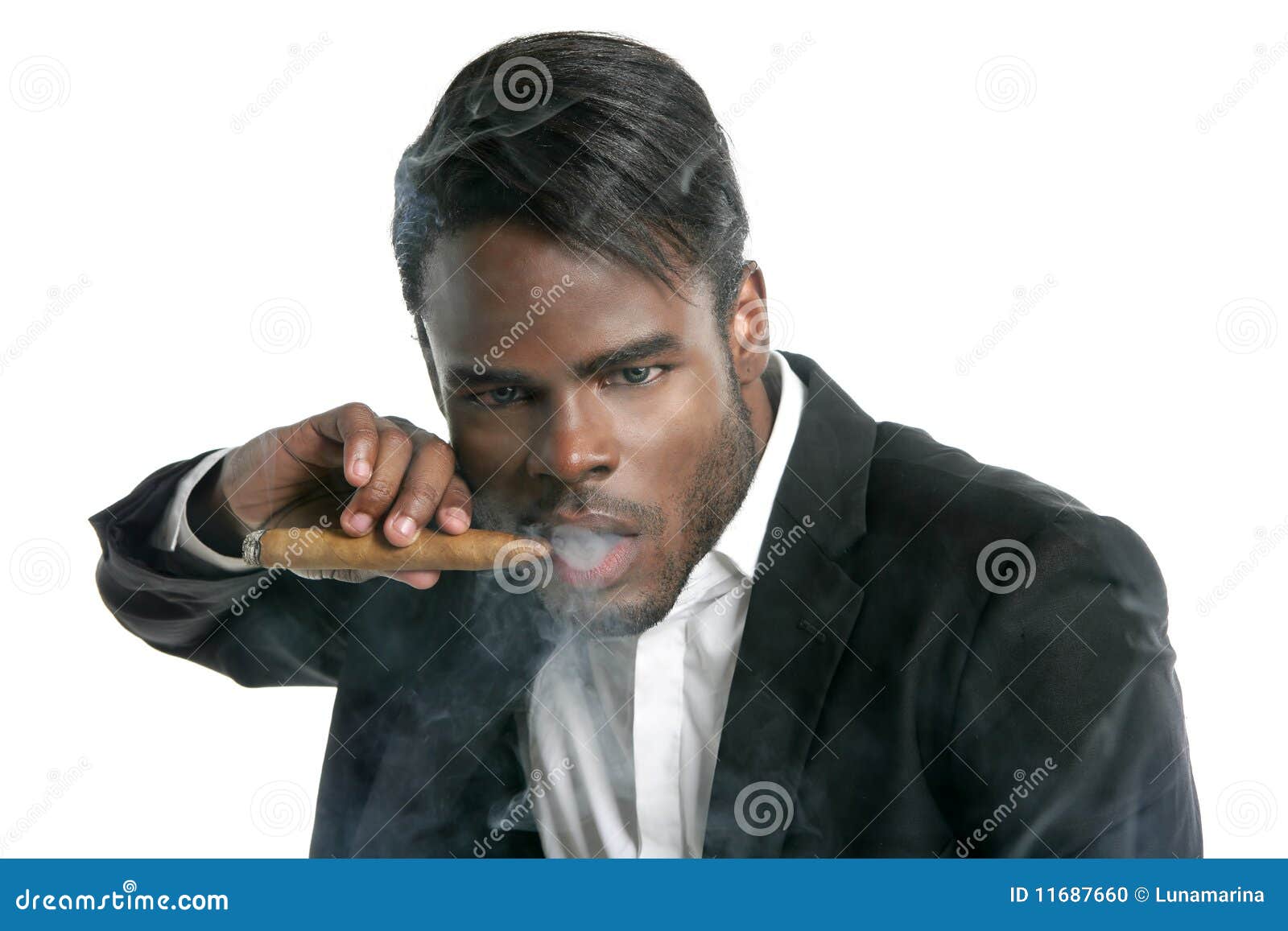African American Man Smoking Cigar Portrait Stock Photography ...