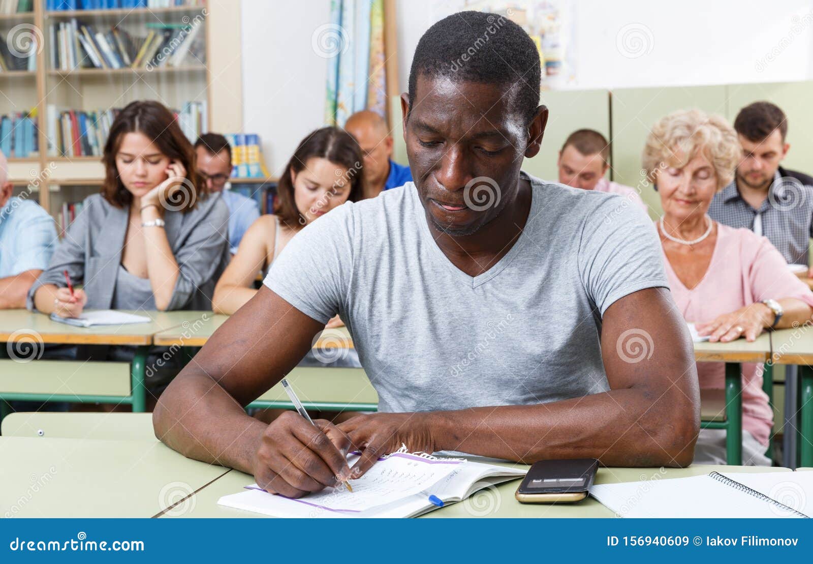 African American Man Take a Written Exam Stock Image - Image of ...