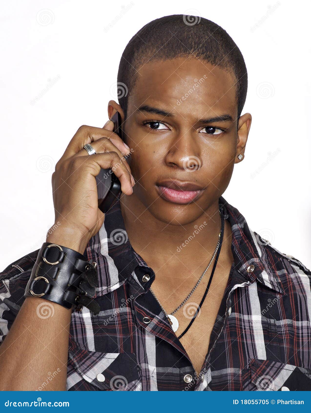 African American Man Talks on His Cell Phone Stock Image - Image of ...